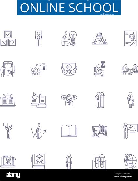 Online School Line Icons Signs Set Design Collection Of E Learning