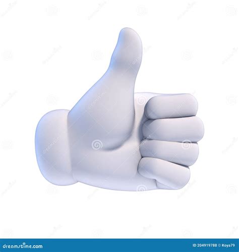 Pulgar Hacia Arriba Blanco Dibujo Animado Mano d Renderizado Stock de ilustración Ilustración