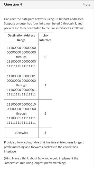 Solved Consider The Datagram Network Using 32 Bit Host