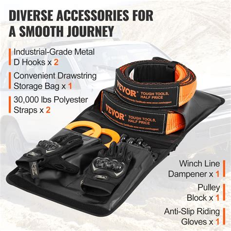 Vevor Off Road Recovery Kit 3 X 30 Heavy Duty Winch Recovery Kit