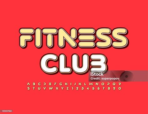 벡터 모던 로고 피트니스 클럽 창조적 인 알파벳 문자와 숫자의 집합 강사에 대한 스톡 벡터 아트 및 기타 이미지 강사 건강한 생활방식 그래픽 프린트 Istock