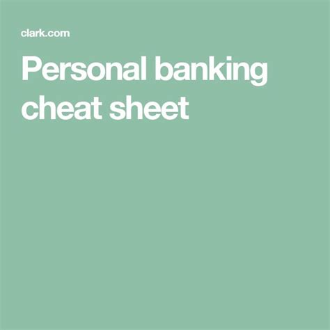 Personal Banking Cheat Sheet Cheat Sheets Cheating Banking