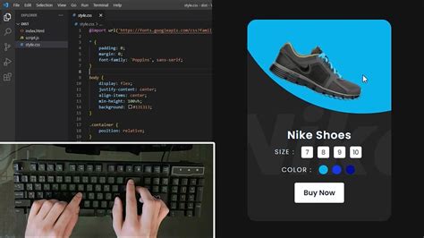 asmr programming coding product card ui design with html and css no