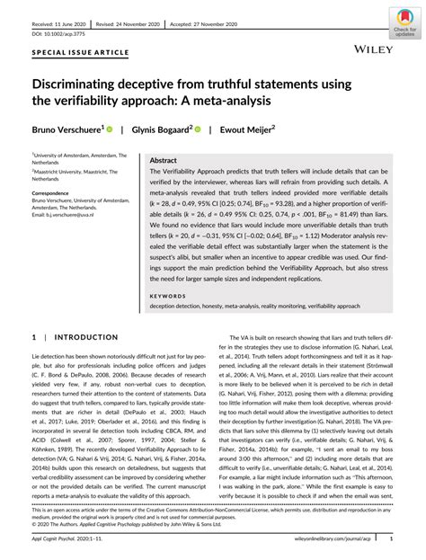 Pdf Discriminating Deceptive From Truthful Statements Using The