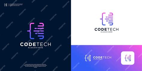 Premium Vector Code Tech Logo Template Line Art Programing Coding
