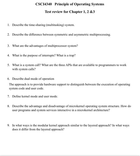 Solved CSC14340 Principle Of Operating Systems Test Review Chegg Com