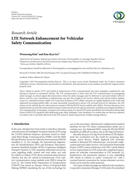 Pdf Lte Network Enhancement For Vehicular Safety Communication