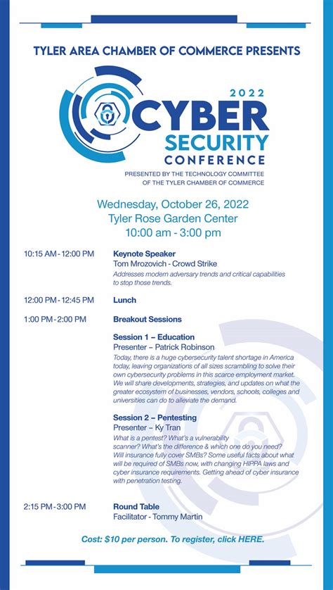 2022 Cyber Security Conference October 26 Tyler Rose Garden Center