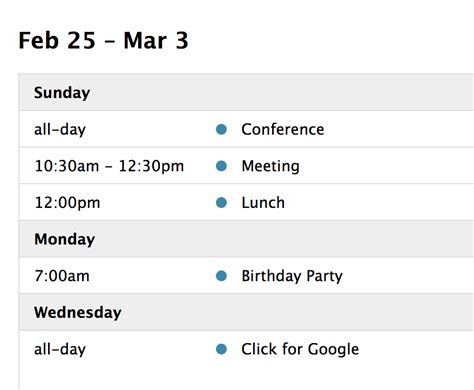 list view docs fullcalendar