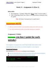 Week Assignment Part Docx W CST Linux System Support Algonquin College Week