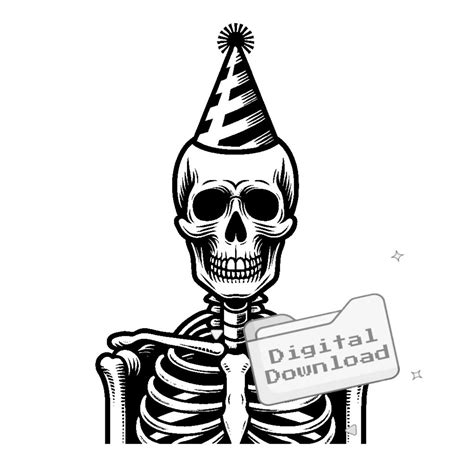 Skeleton Wearing A Birthday Party Hat Svg Bundle Etsy