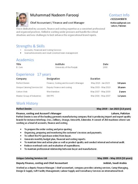 Muhammad Nadeem Farooqi Resume Pdf Procurement Accounting