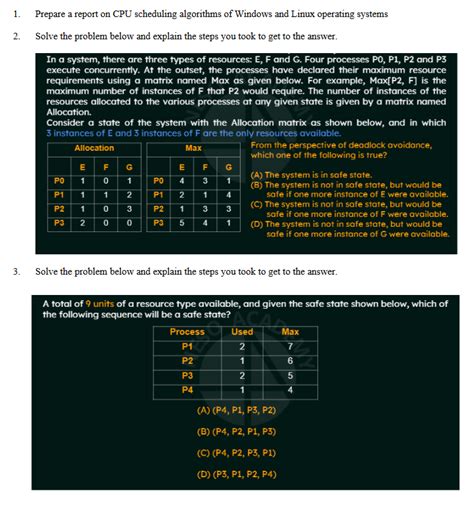 Solved 1 Prepare A Report On CPU Scheduling Algorithms Of Chegg Com
