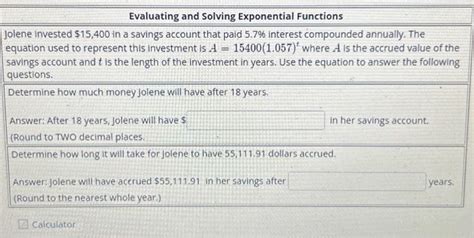 Solved Evaluating And Solving Exponential Functions Jolene