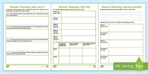 Memoir Structure Template Writing And Planning Activities