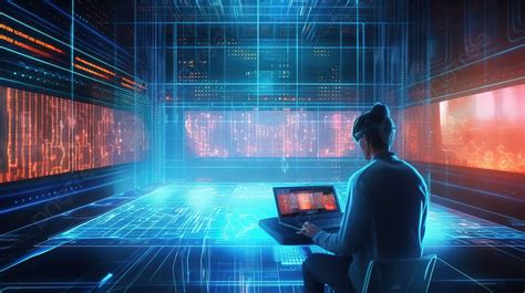 Hình Nền Nền Hacker Bẻ Khóa Mã Trong Môi Trường Trung Tâm Dữ Liệu Giữa Hình Minh Họa 3d Giao