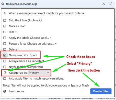 Consumer World Gmail Inbox Directions