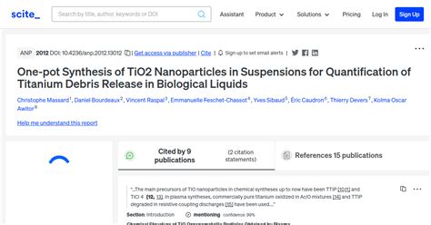 one pot synthesis of tio2 nanoparticles in suspensions for