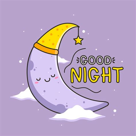 Good Night Greetings With Cute Moon 7106387 Vector Art At Vecteezy