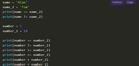 Comparison Operators In Python Comparison Operators