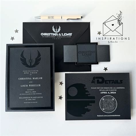 Star Wars Wedding Invitation Jedi Wedding Star Wars Theme Darth