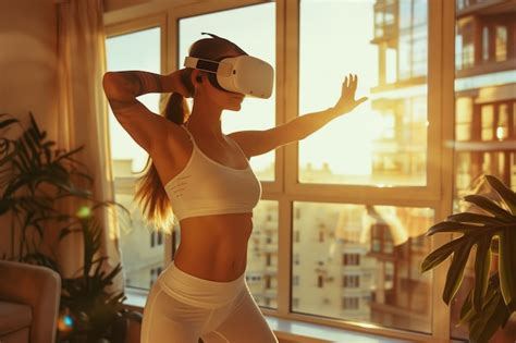 Adult Doing Fitness Through Virtual Reality Ai Generated Image