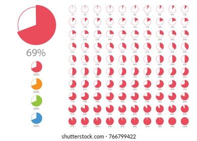 Set Pie Chart Percentage 1 100 Stock Vector Royalty Free 610197461