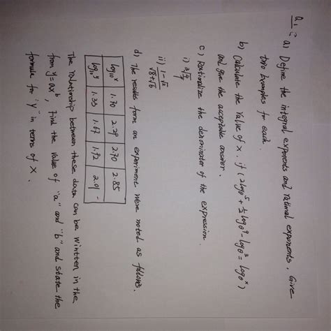Solved Define The Integral Exponents And Rational Exponents