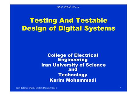 PDF Testing And Testable Design Of Digital Systemseen Iust Ac Ir Profs Mohammadi Majazi