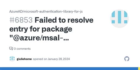 failed to resolve entry for package azure msal browser the package
