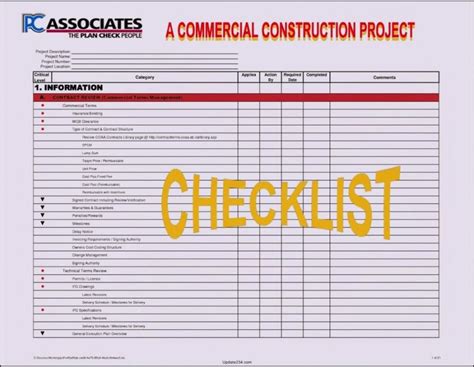 Construction Project Checklist Template Dremelmicro