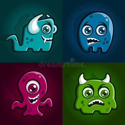 Cute Whimsical Monster Characters Stock Illustrations 1561 Cute