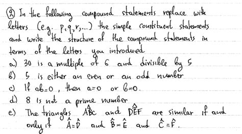 Solved 2 In The Following Compound Statements Replace With