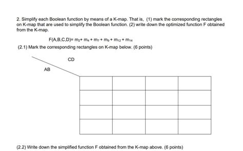 Solved 2 Simplify Each Boolean Function By Means Of A Chegg Com