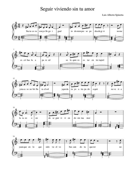 Seguir Viviendo Sin Tu Amor Sheet Music For Piano Solo Easy