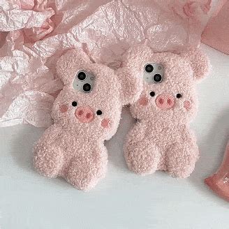 아이폰 핑크 돼지 뽀글이 퍼 귀여운 곰돌이 곰인형 모양 귀여운 동물 가을 겨울 재미있는 웃긴 특이한 아이폰 케이스 에이블리
