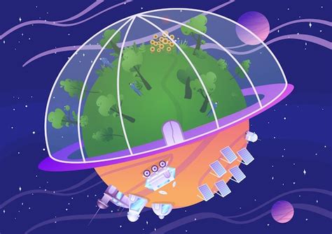 Premium Vector Terraforming Growing Green Planet Under Dome Colonization Of Planet Exploration