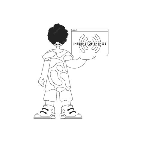 Premium Vector Man With Iot Logo Rendered In Line Art