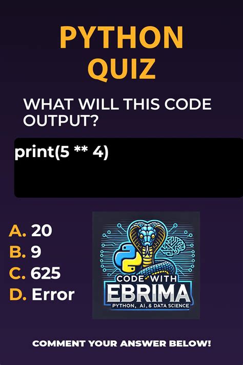 Python Quiz 109 Test Your Python Code With Ebrima Facebook