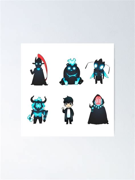 X6 Solo Leveling Characters Igris Sung Jin Woo Chibli Kawaii Poster