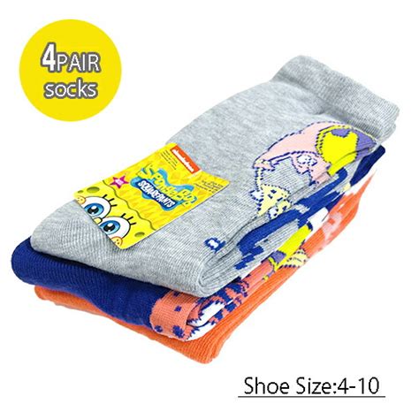 【楽天市場】スポンジボブ 靴下 大人用 4足組 （shoesize4 10）18896 くつした クルーソックス ソックス 男女兼用 Spongebob カジュアル ファッション ファッション