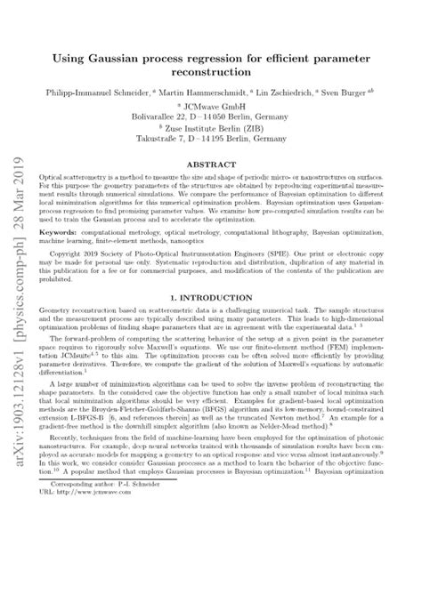 Using Gaussian Process Regression For Efficient Parameter Reconstruction Docslib