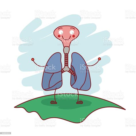 기관 실루엣 풍자 만화 호흡 시스템과 잔디에 화려한 장면 건강관리와 의술에 대한 스톡 벡터 아트 및 기타 이미지 건강관리와 의술 건강한 생활방식 건축물 Istock