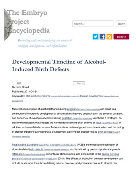 Developmental Timeline Of Alcohol Induced Birth Defects Pdf