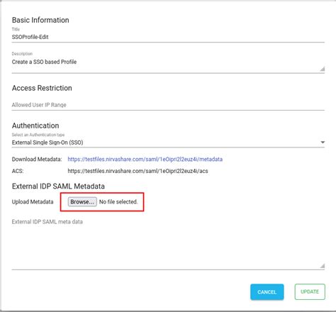Updating External Idp Saml Metadata In Login Profile Nirvashare