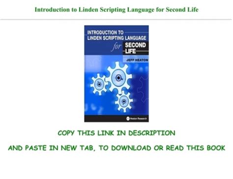 Read Book Introduction To Linden Scripting Language For Second Life