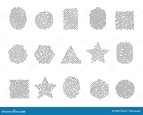 Fingerprint Shapes Minimalistic Circular Fingerprint Icons Face Thumbprint And Iris Scan Id