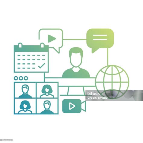 일러스트 웨비나 컨셉의 벡터 세트입니다 웹 페이지 배너 포스터 인쇄 등을 위한 라인 아트 스타일 배경 디자인 벡터 일러스트레이션