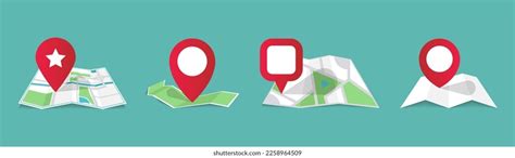 Set Different Maps Red Map Pointers Stock Vector Royalty Free