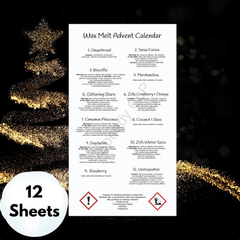 12 Cavity Wax Melt Clamshell Clp Labels 12 Sheets Speedy Clp Ltd